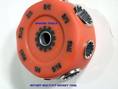ROTARY SOCKET TOOL- 8 pc MULTI-FIT SOCKETS IN 1 - New. – arouratools