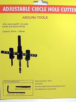 ADJUSTABLE CIRCLE HOLE CUTTER ( 30 - 120 mm ) - NEW – arouratools