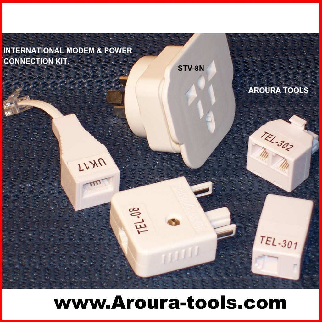 INTERNATIONAL TRAVEL ADAPTORS KIT - MODEM & POWER.-NEW. – arouratools