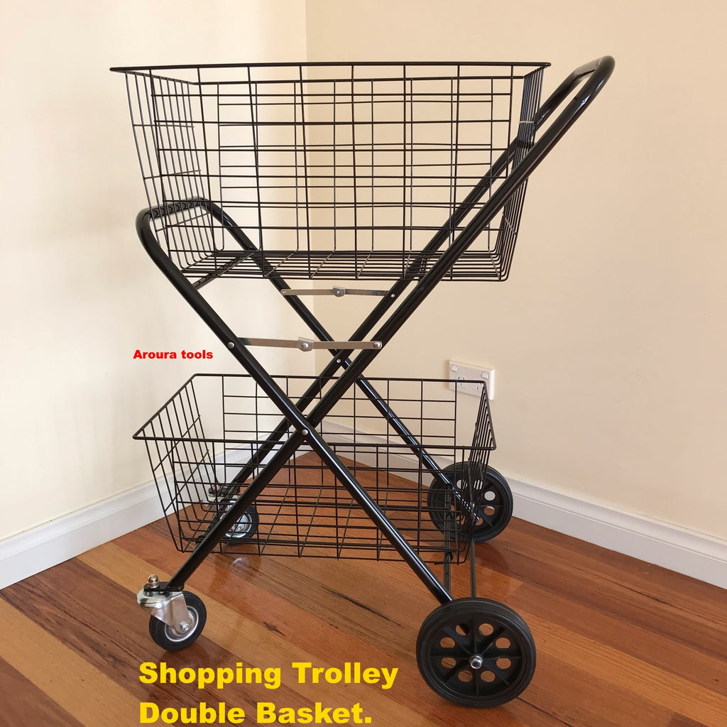Shopping Trolley Double Basket with swivel front Steering wheels - Bra ...