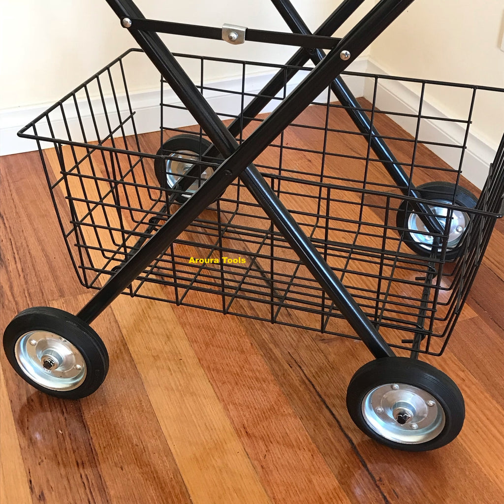 Shopping Trolley Double Basket Fold-able Heavy Duty Frame & Wheels - B ...